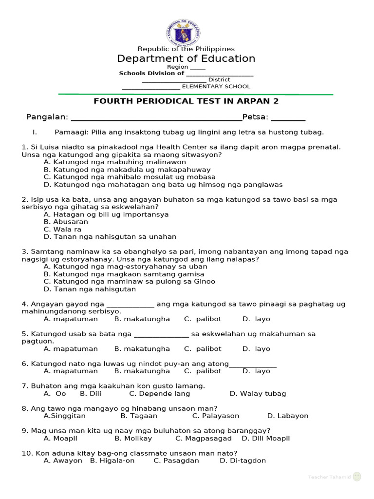 Fourth Quarter Grade 2 Melc Based | PDF