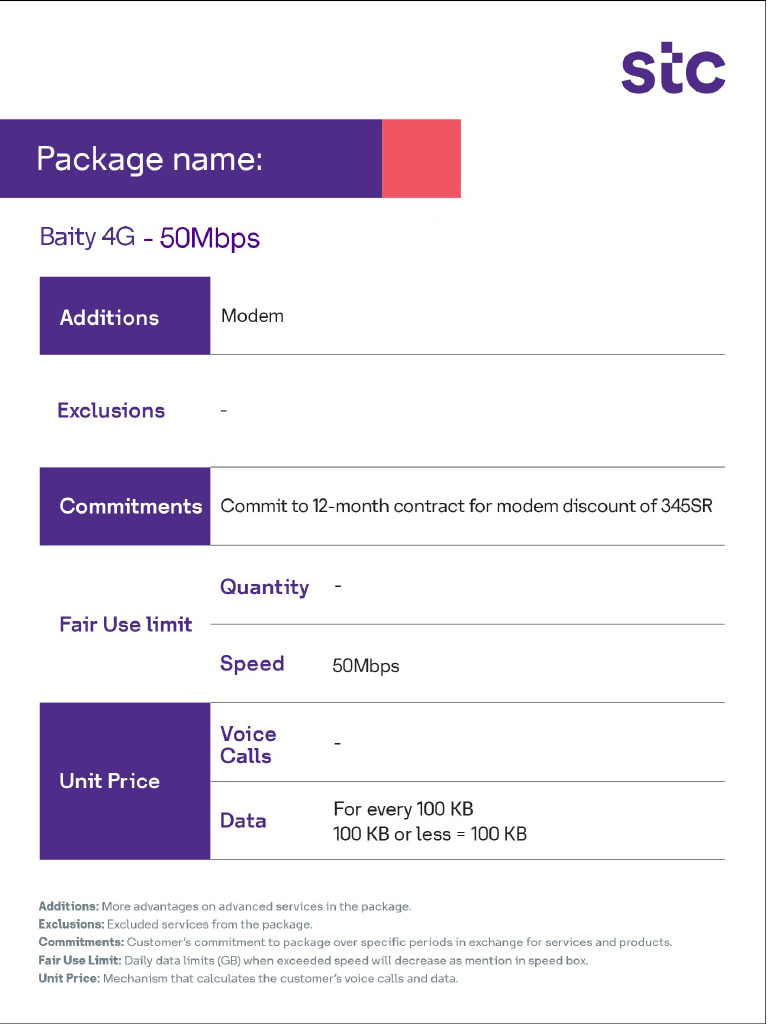 Baity 4G 50Mbps Package Card Eng | PDF