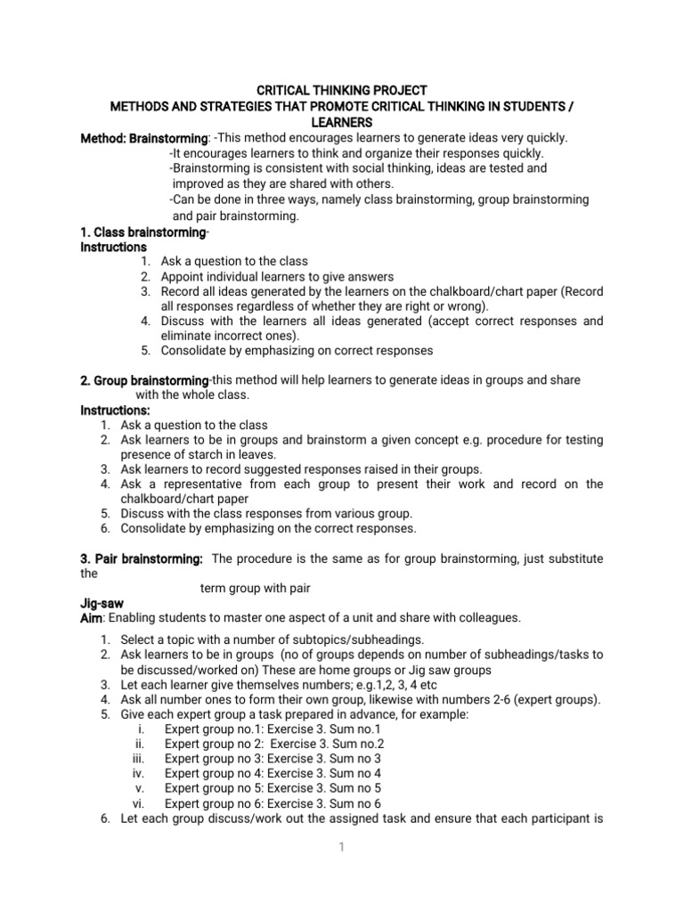 Critical Thinking Project | PDF