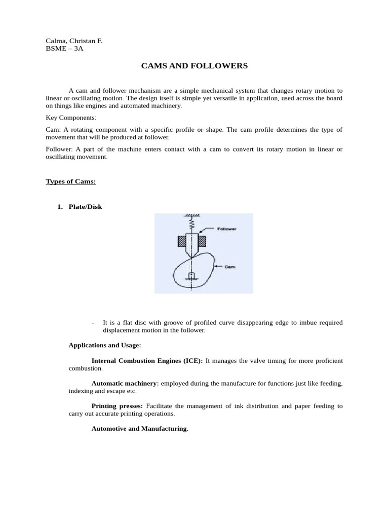 Written Report Cams and Followers | PDF | Machines | Mechanical Engineering