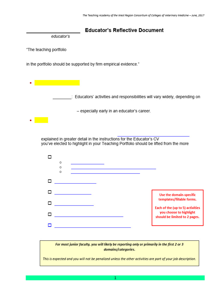 2 Writing A Teaching Portfolio - Reflective Document 05 28 2017 | PDF ...