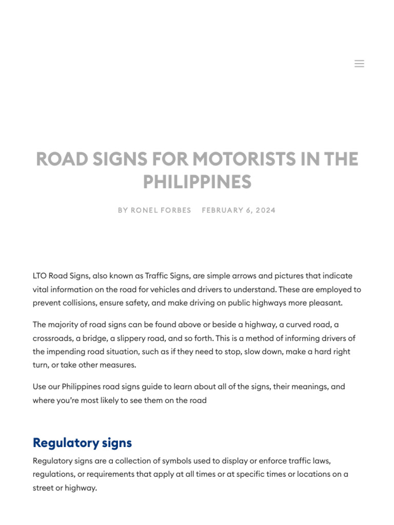 MGS Insurance Agency _ Road Signs for Motorists in the Philippines ...