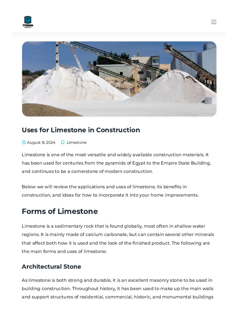 Uses For Limestone in Construction - Titanium Commercial | PDF | Limestone | Building Materials