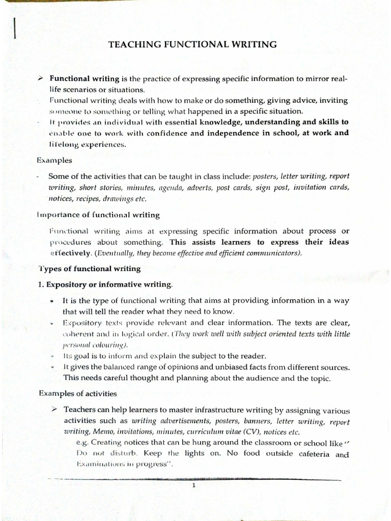 Teaching of Functional Writing | PDF