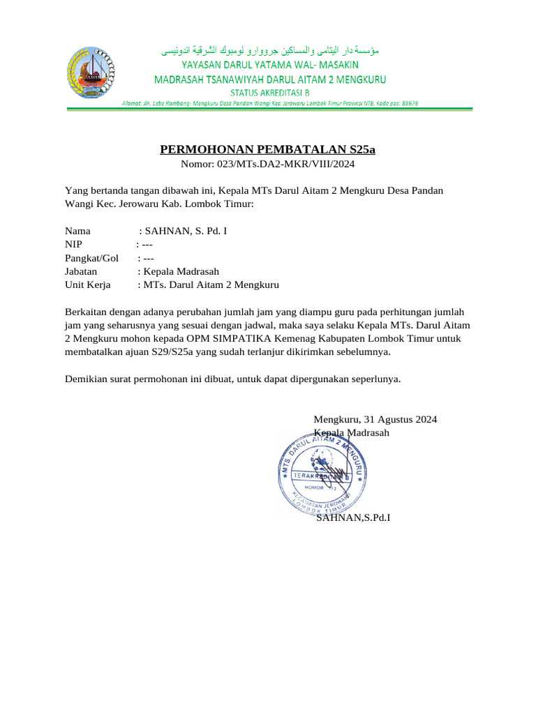 PERMOHONAN PEMBATALAN S25a | PDF