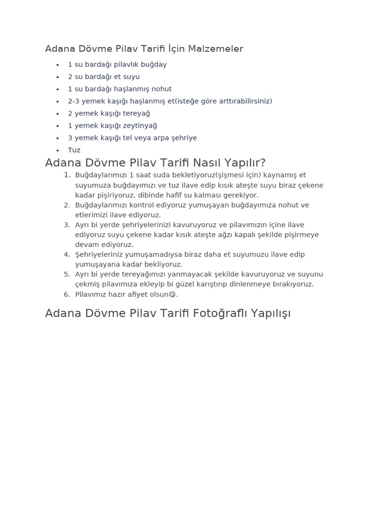 Adana Dövme Pilav | PDF