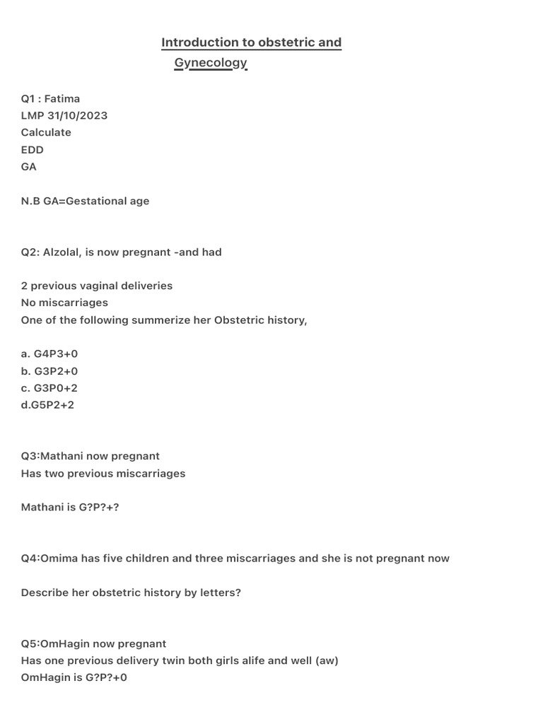 Introduction To Obstetric and | PDF