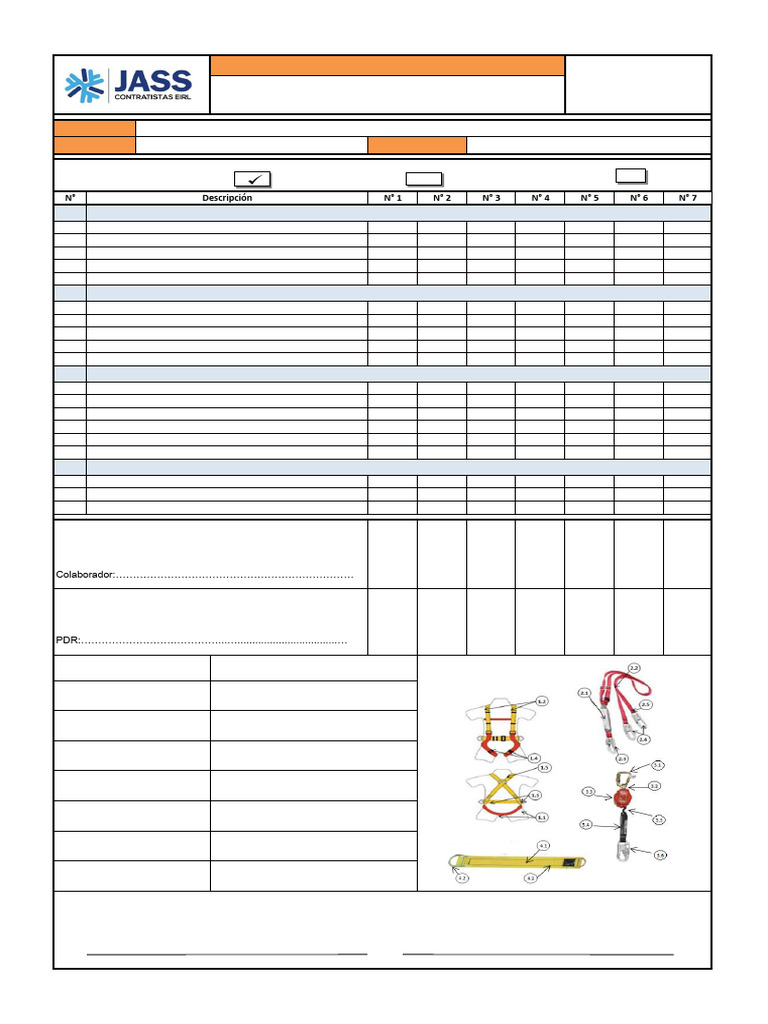 J01-FO20 Pre uso de arnés y linea de anclaje ED03 | PDF