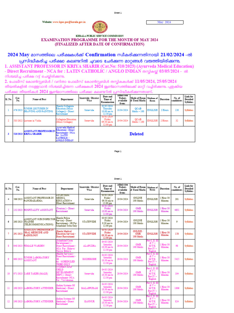 EXAM PROGRAM MAY 2024 | PDF | Medicine | Health Care
