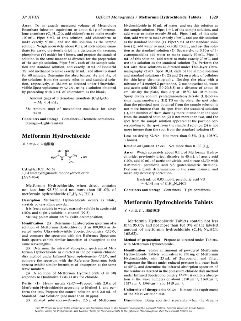 Metformin Hydrochloride 1349 | PDF | Absorption Spectroscopy | Infrared ...