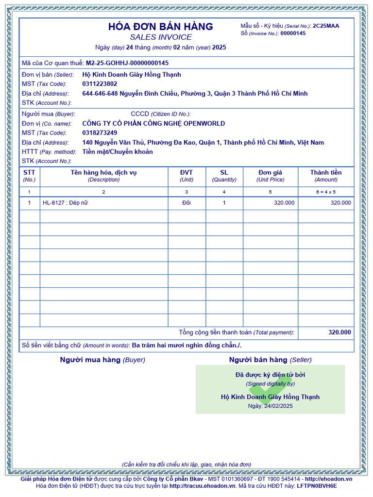 Hóa Đơn Bán Hàng: Sales Invoice | PDF