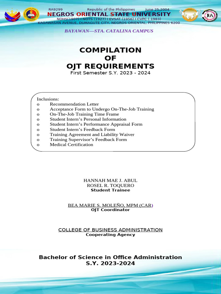 OJT Requirements Compilation 2023-2024 | PDF