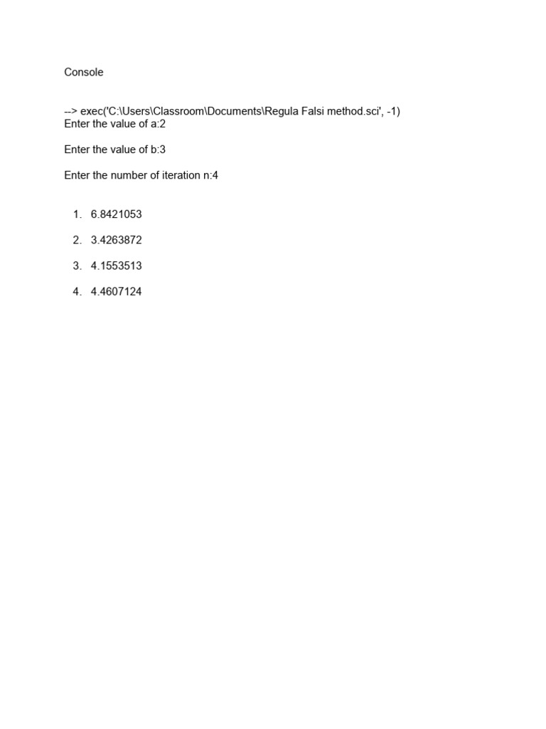 Output of Regular Falsi Method | PDF
