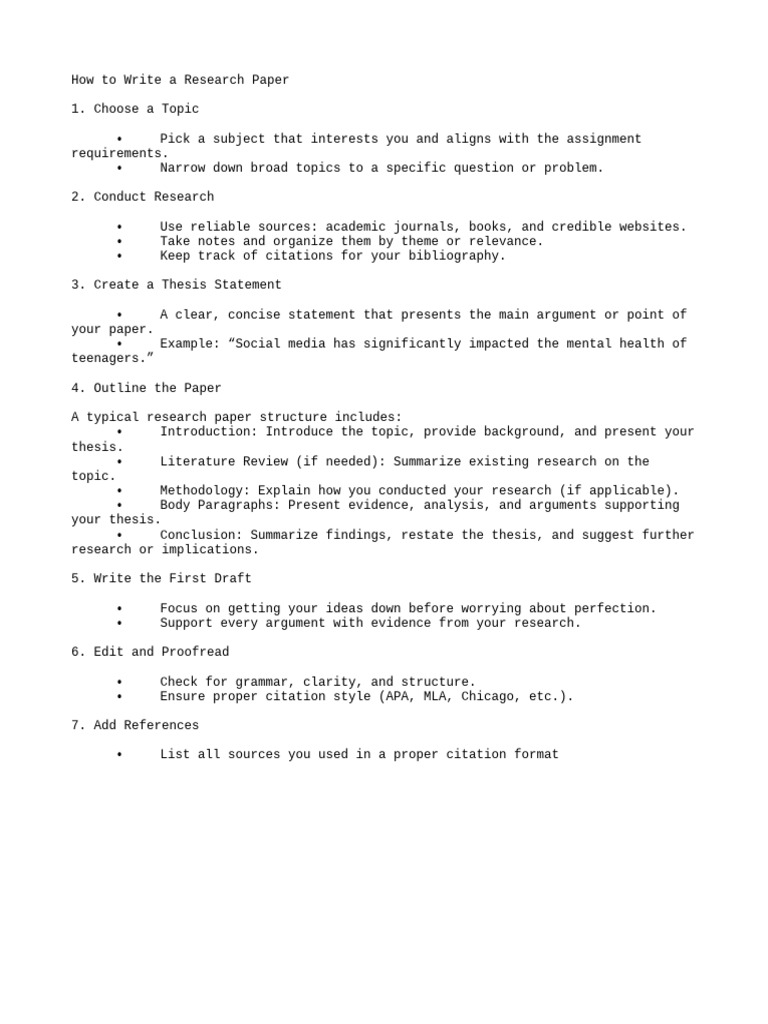 Writing a Research Paper Guide | PDF