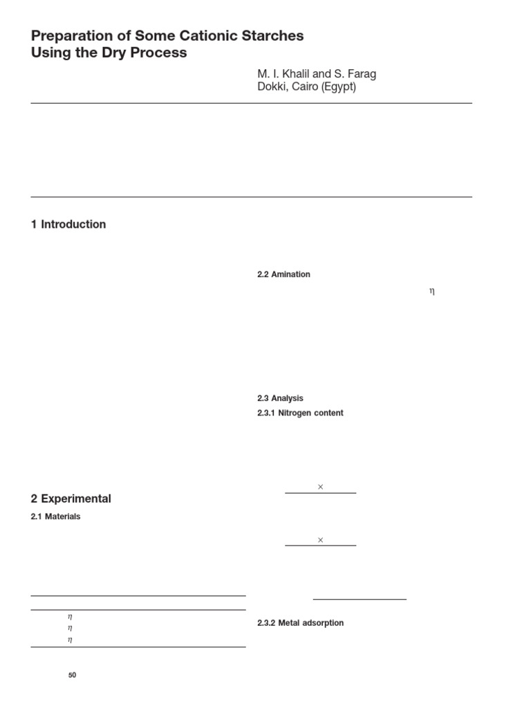 Imp Paper 2 Khalil1998 Preparation of Some Cationic Starches Using The ...