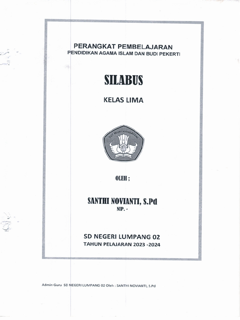 Silabus Kls 5 THN 2023-2024 | PDF