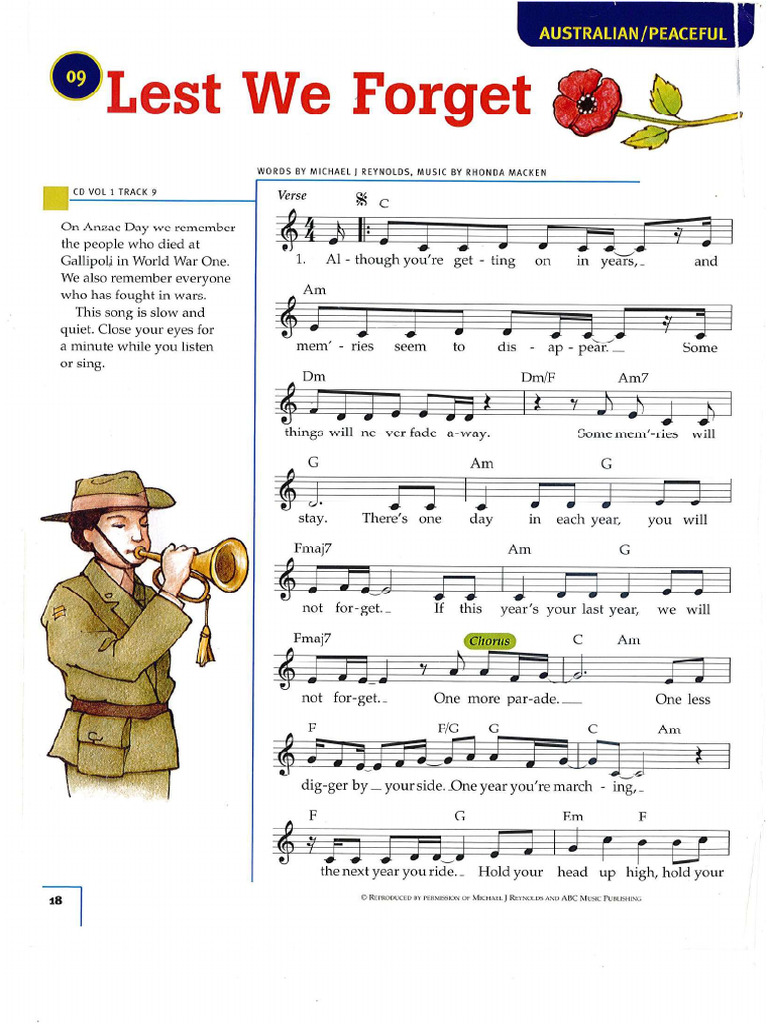 Lest We Forget Song Sheet | PDF