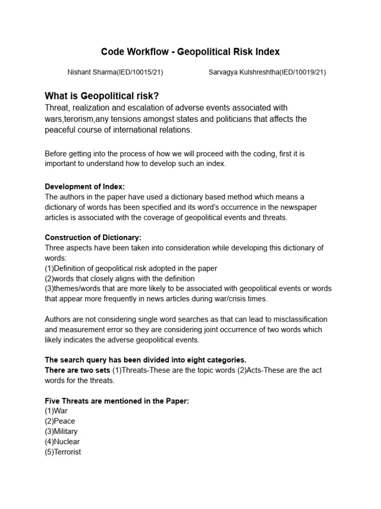 Geopolitical Risk Index Study | PDF