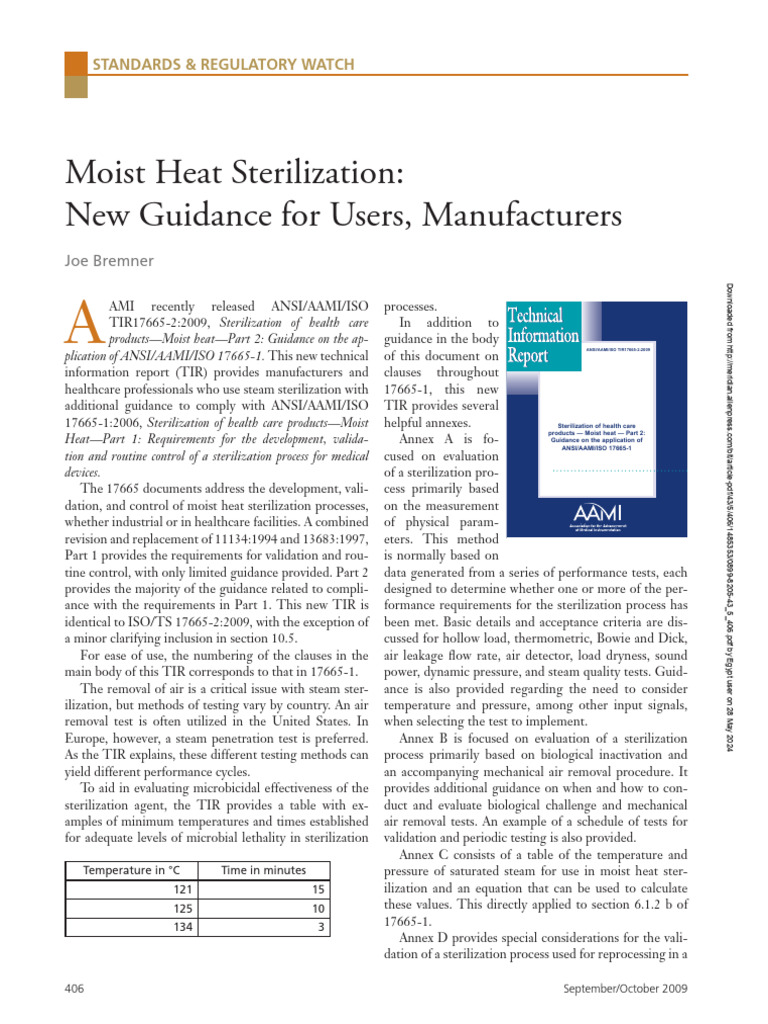 Moist Heat Sterilization | PDF | Medical Device | Sterilization ...
