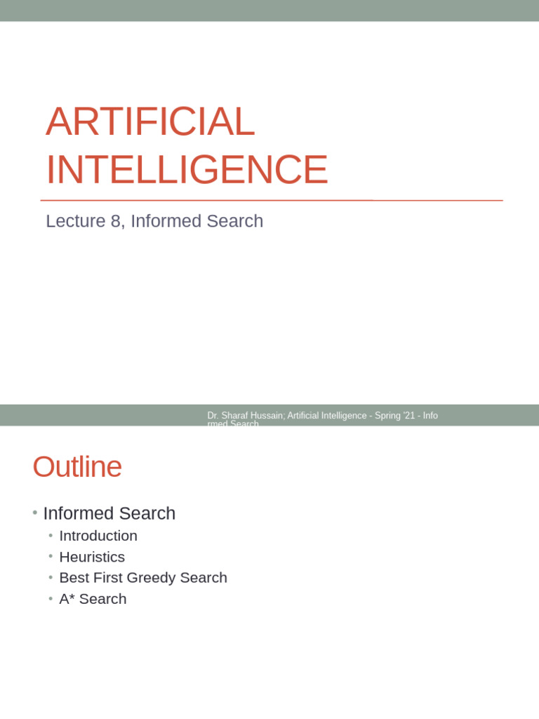 Artificial Intelligence Lec 8 - Informed Search | PDF | Heuristic ...
