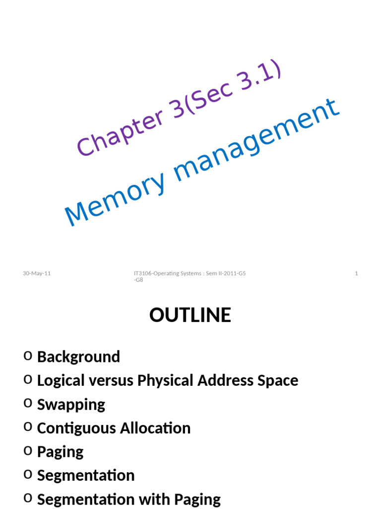 Chapter 3 Memory Managment | PDF | Data | Office Equipment