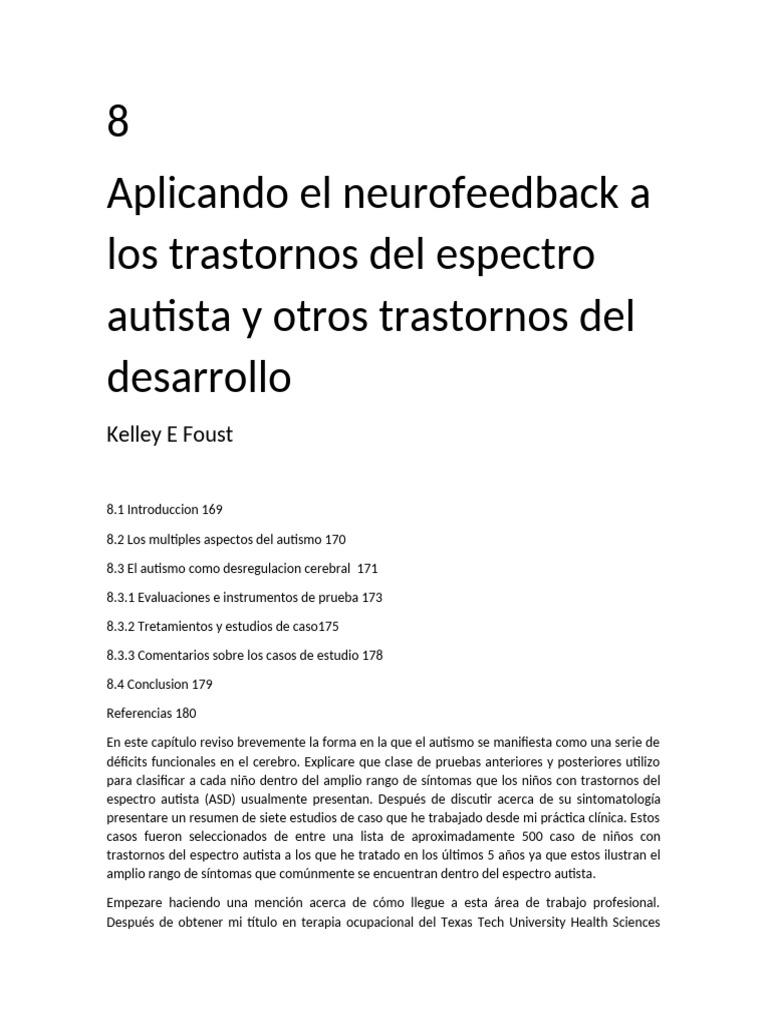 Autismo y Neurofeedback Cap 8 | PDF | Autismo | Desorden hiperactivo y ...