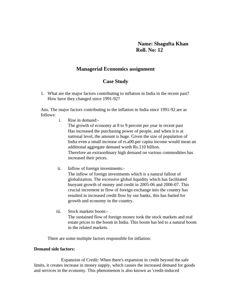 Managerial Economics Assignment | PDF | Inflation | Consumer Price Index