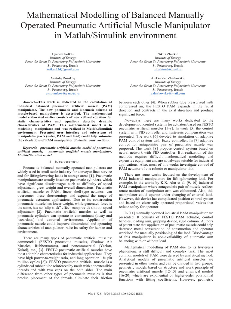 Mathematical Modelling of PAM_IEEE | PDF | Finite Element Method | Actuator