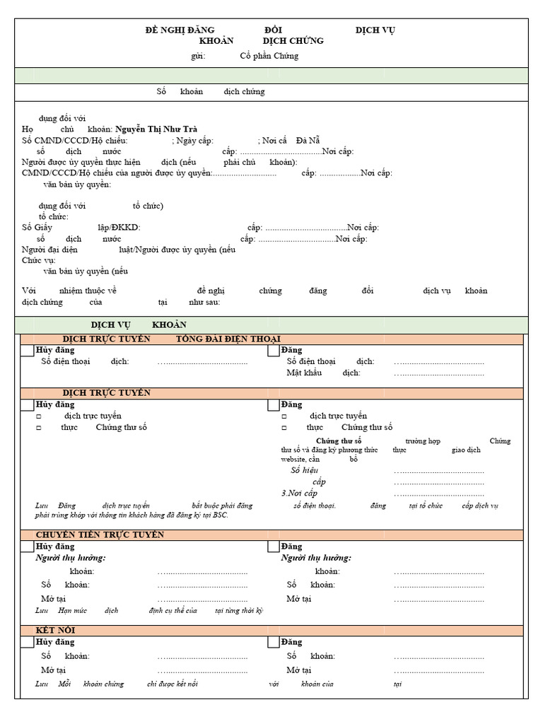 002C214000 Giay de Nghi Dang Ky Hoac Thay Doi Thong Tin Va Dich Vu TK | PDF
