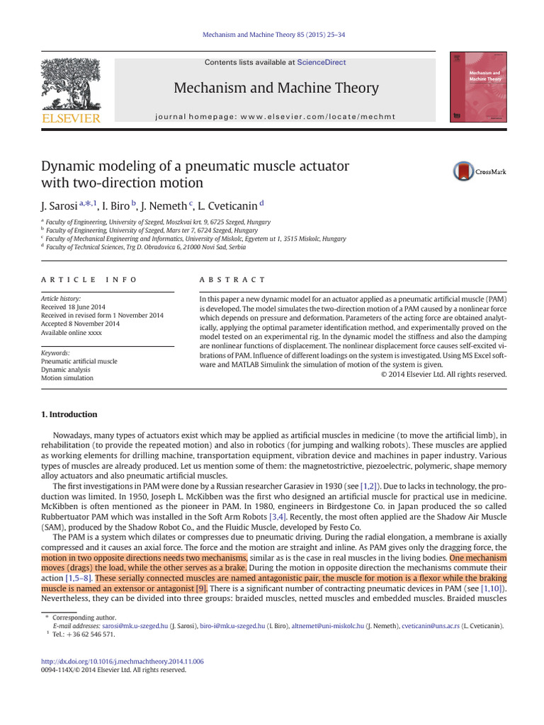 Mathematical Modelling of PAM_Elsevier | PDF | Force | Pressure