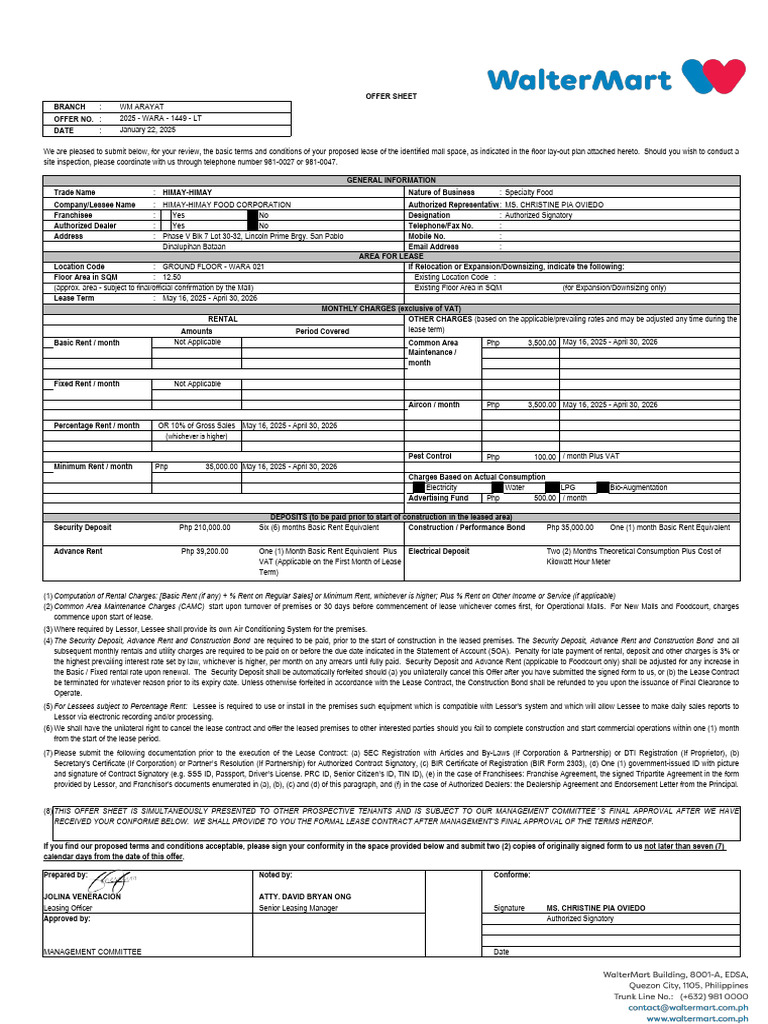 OS - WARA - HIMAY HIMAY 2 | PDF | Lease | Renting