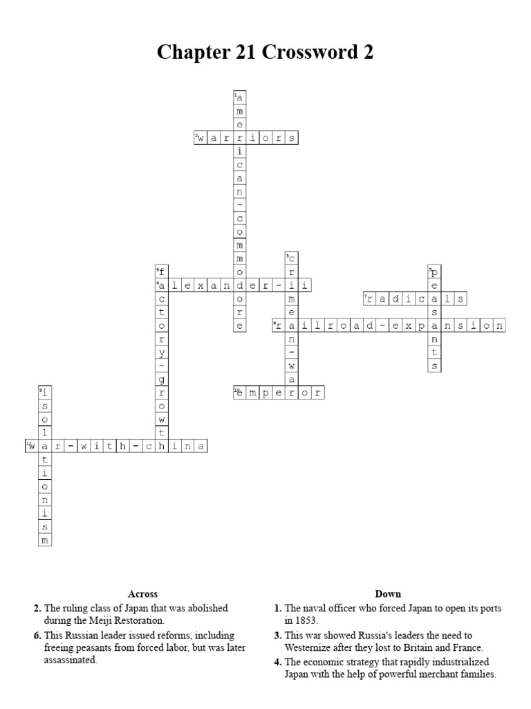 Chapter 21 Crossword 2 - Crossword Labs Answers | PDF