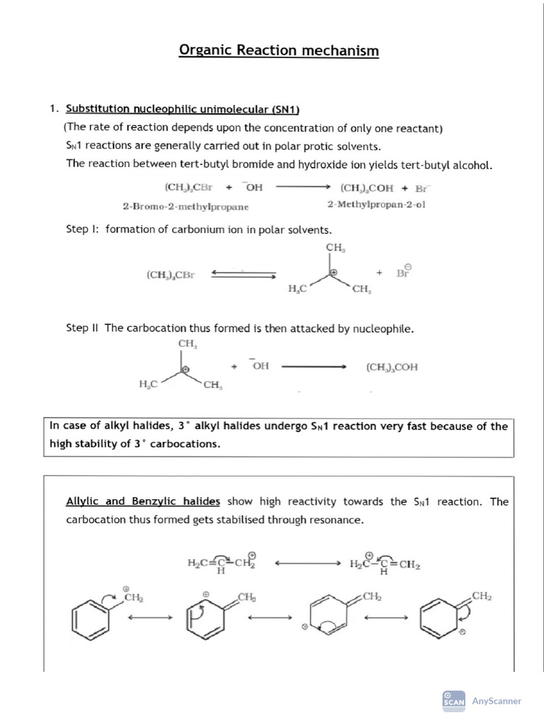 Organic Reactions Mechanism Class 12 | PDF