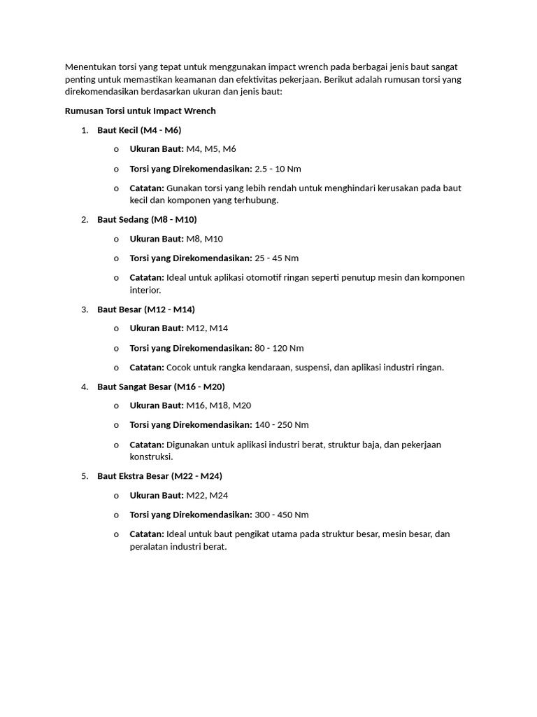Menentukan Torsi Yang Tepat | PDF