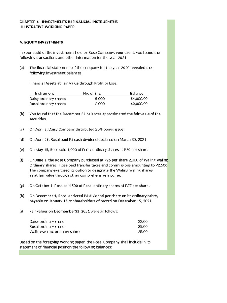 Investments-Exercises-answer-key | PDF | Dividend | Equity (Finance)