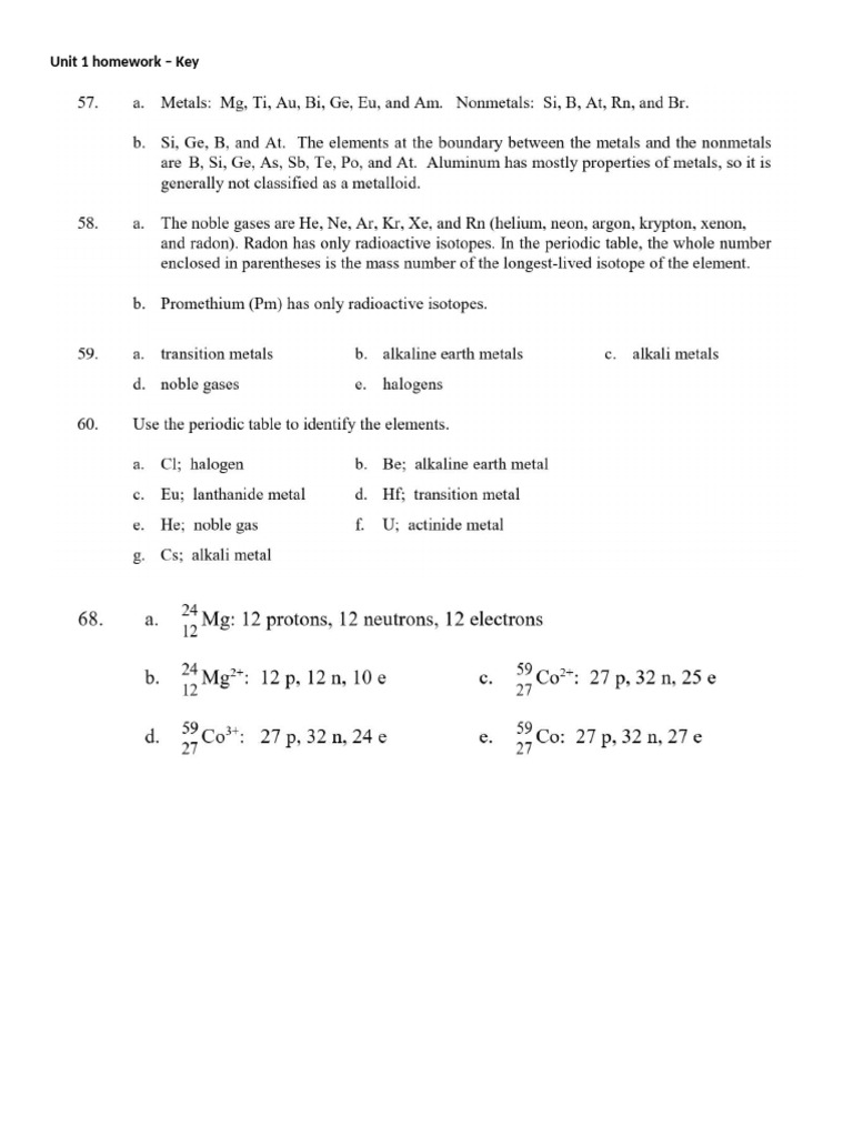 Unit 1 homework key | PDF