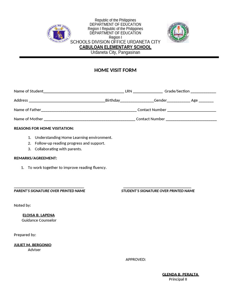 Home Visit Form | PDF