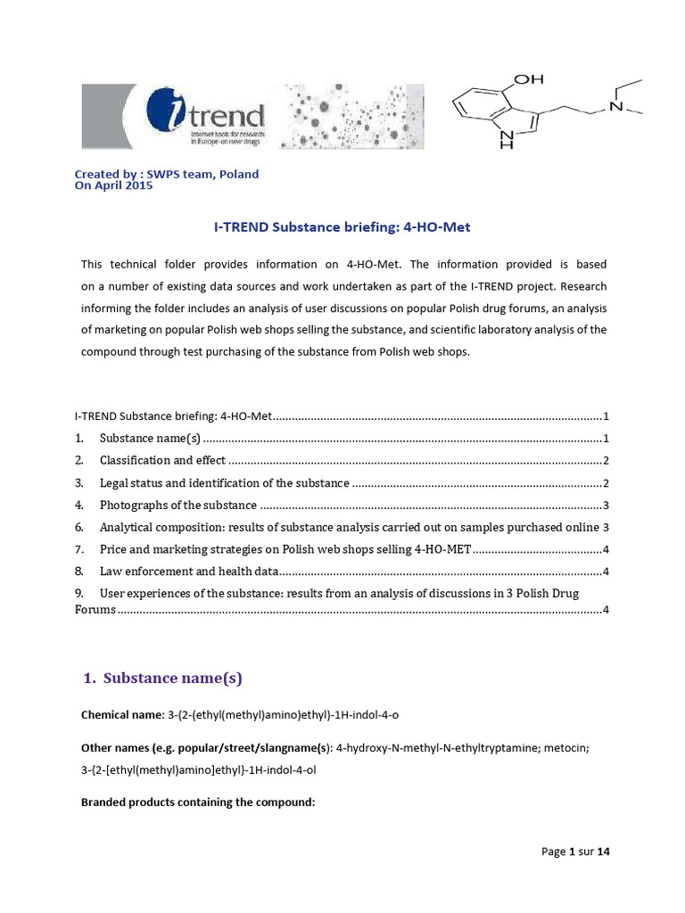 I-Trend WS5 NTF-SWPS 4ho-Met | PDF | Chemical Substances | Perception