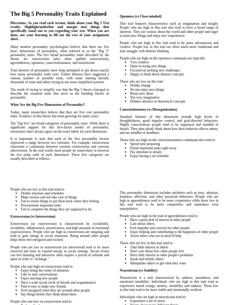 The_Big_5_Personality_Traits_Explained | PDF | Extraversion And Introversion | Psychology