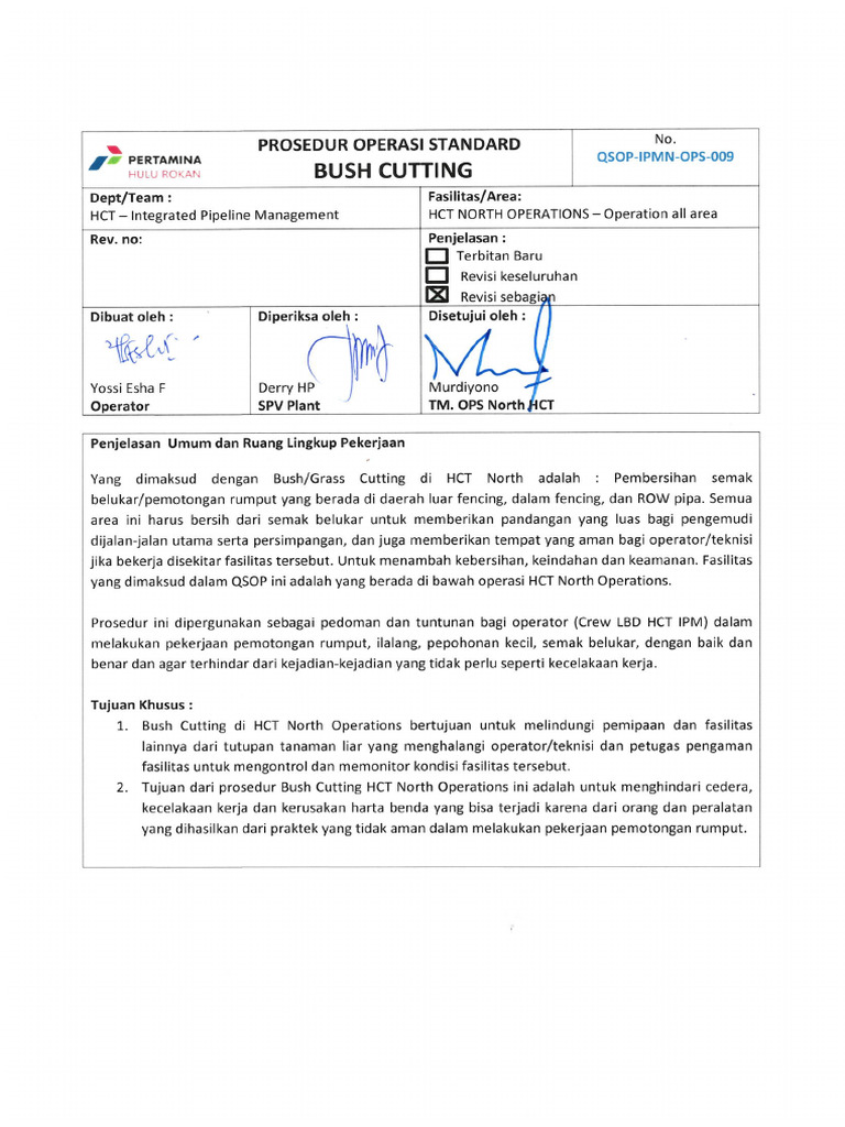 SOP Bush Cutting LBD HCT North | PDF