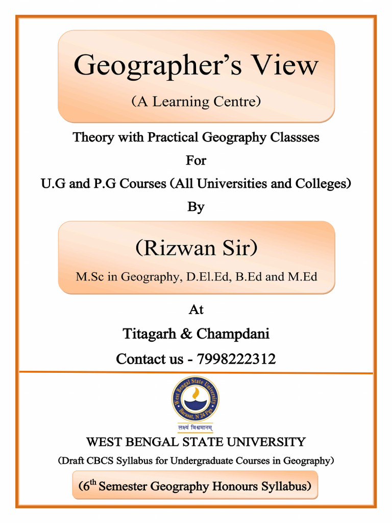 WBSU (6th Semester Geography Honours Syllabus) | PDF