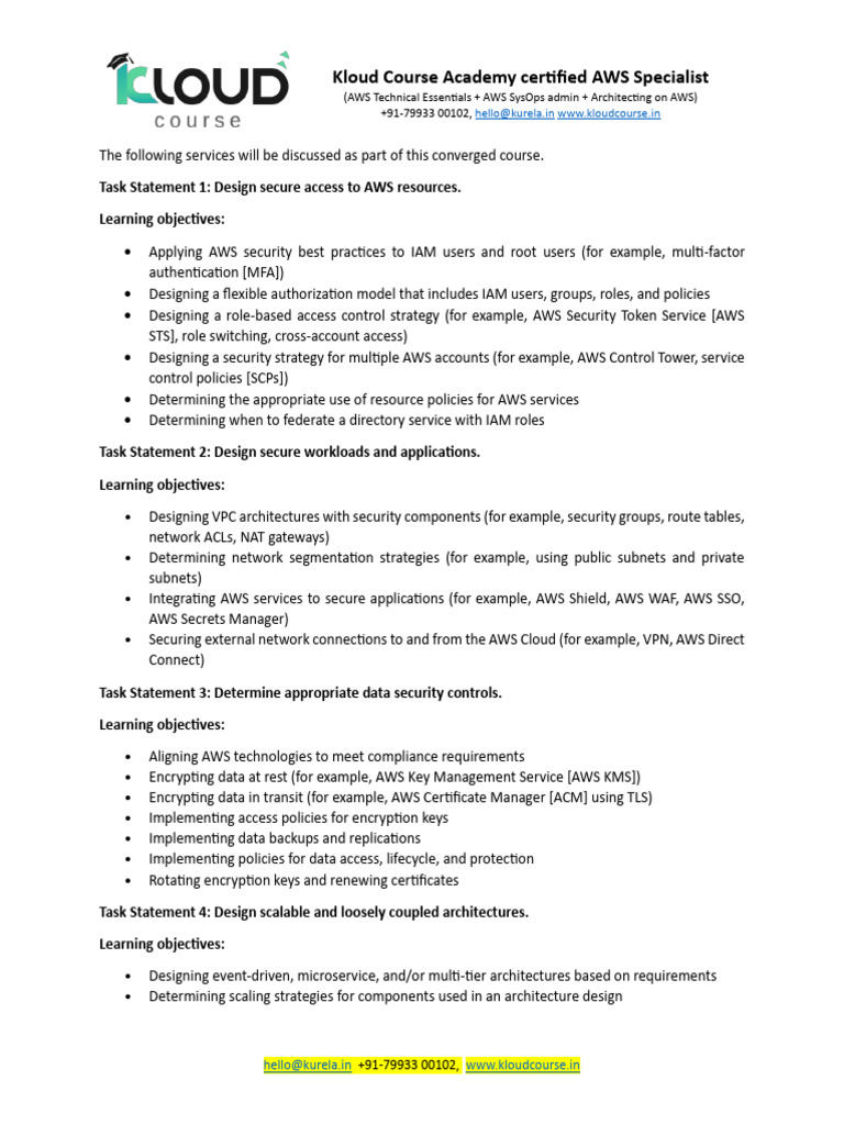 Certified AWS Specialist Kloud Course Academy | PDF | Amazon Web Services | Computer Network