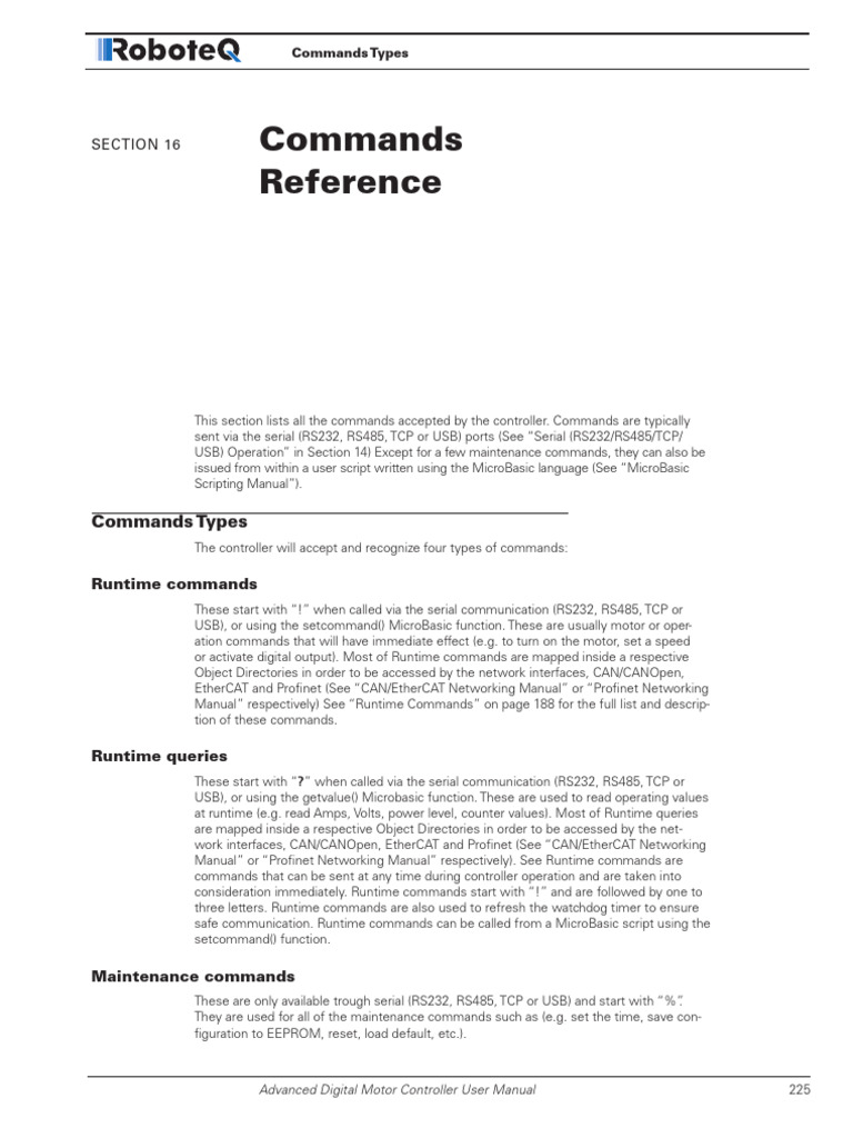 Roboteq Controllers User Manual v3.2-225-488 | PDF | Electric Motor ...
