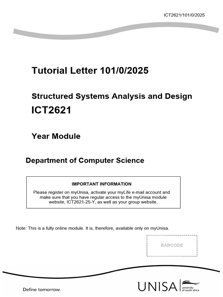 ICT2621 Tutorial Letter 101/2025 | PDF | System | Turnitin