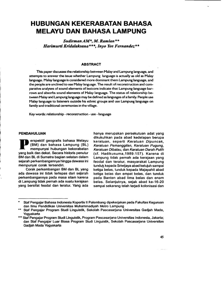 11937 ID Hubungan Kekerabatan Bahasa Melayu Dan Bahasa Lampung | PDF