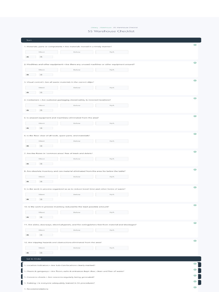 GoAudits - 5S Warehouse Checklist (sample) (1) | PDF