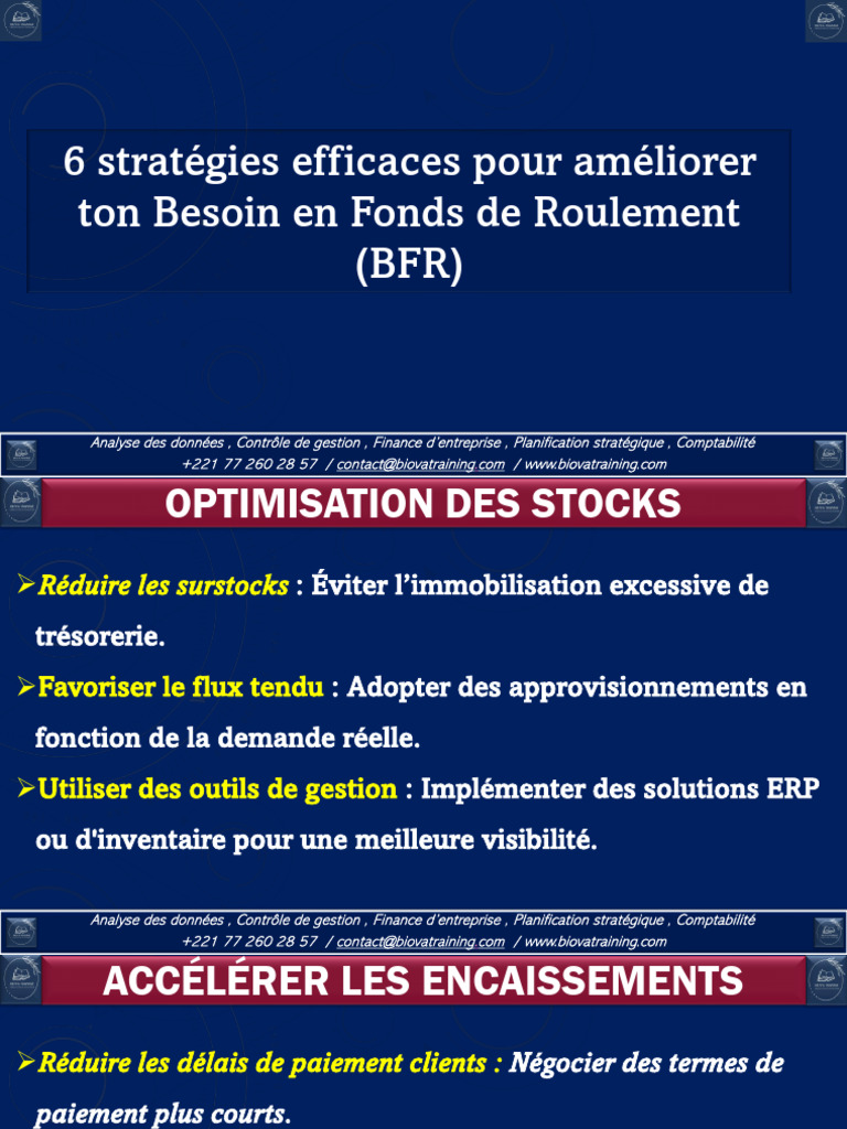 ? 6 Stratégies Pour Optimiser Votre BFR | PDF | Fonds de roulement ...