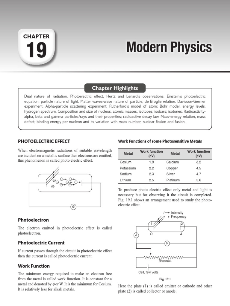 19. Modern Physics | PDF | Photoelectric Effect | Electron