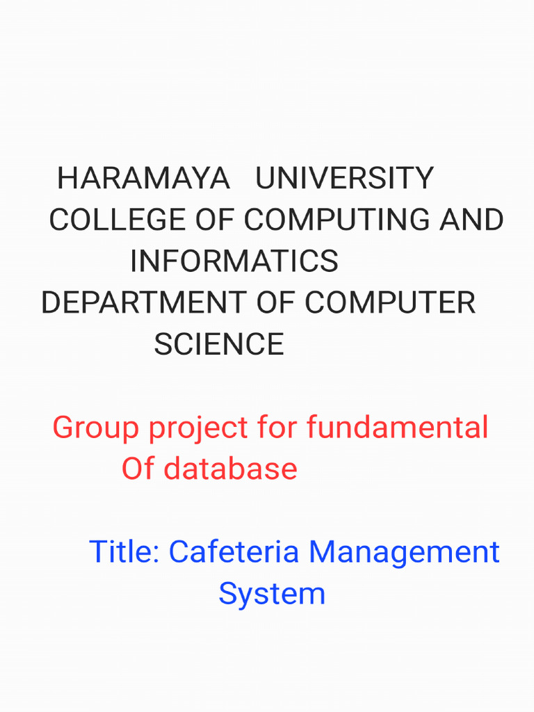 Cafeteria Management System | PDF