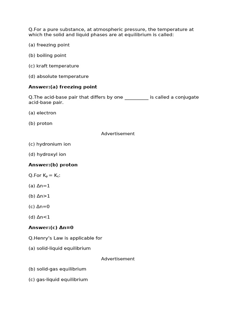 Chemistry Equilibrium and Acidity Quiz | PDF | Chemical Equilibrium | Acid